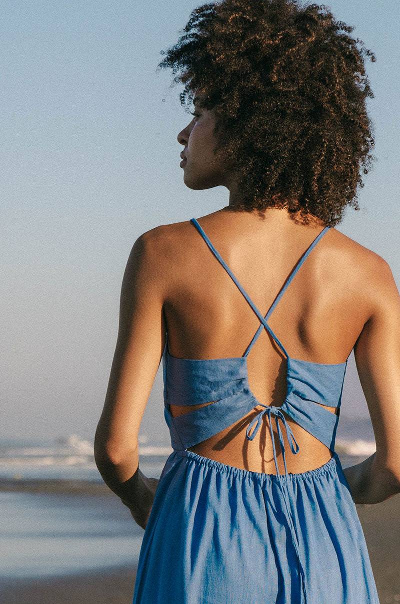 Cornflower Blue Dress with Stunning Back Detail - ROVE