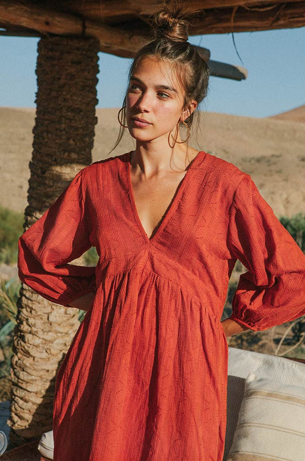 100% Cotton Dress in Warm Red - Ethical Fashion - ROVE