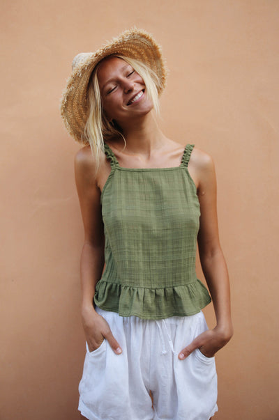 Shop 100% Cotton Khaki Top - Vacation Basics by ROVE